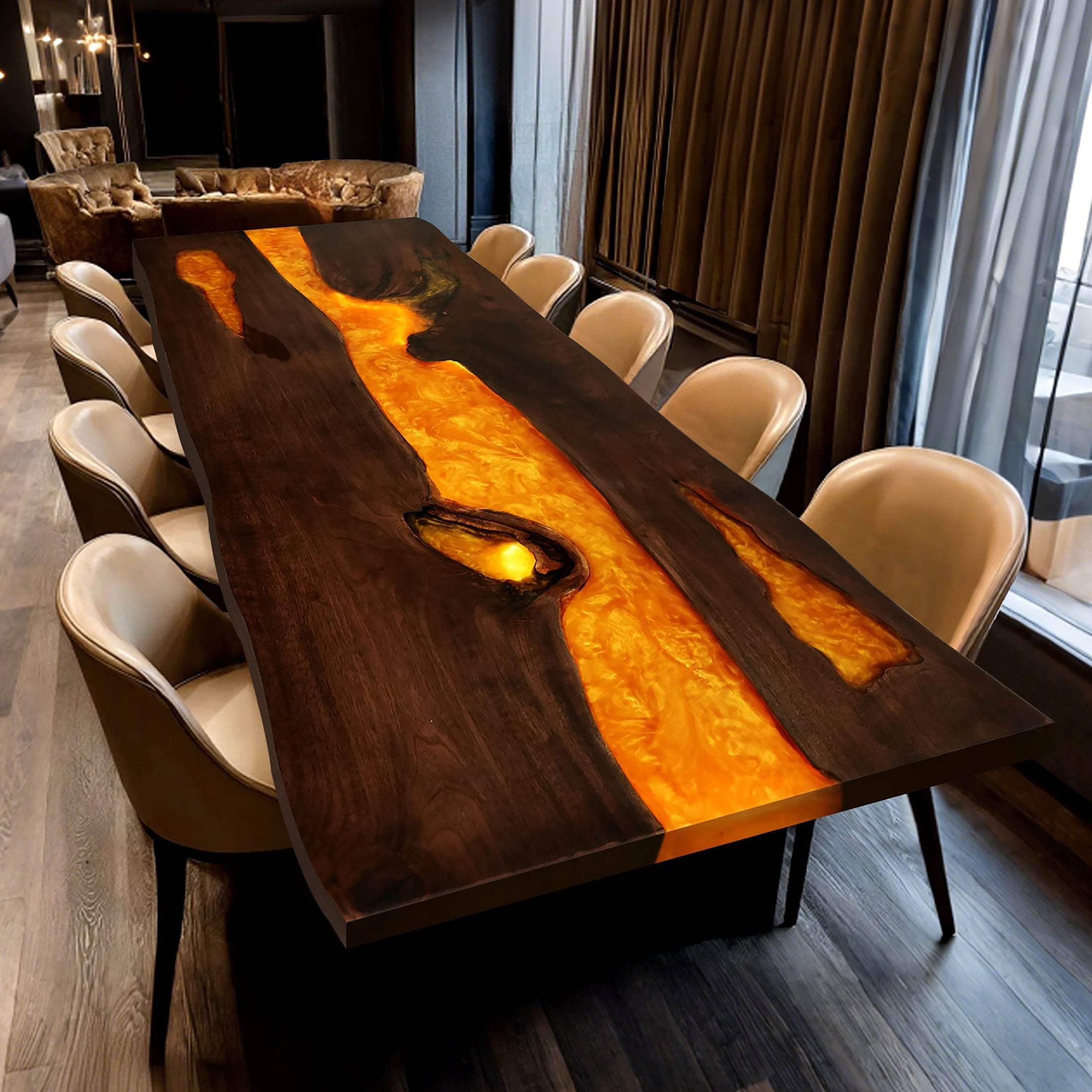 Resin Epoxy Table With LED Light - Kazanahome