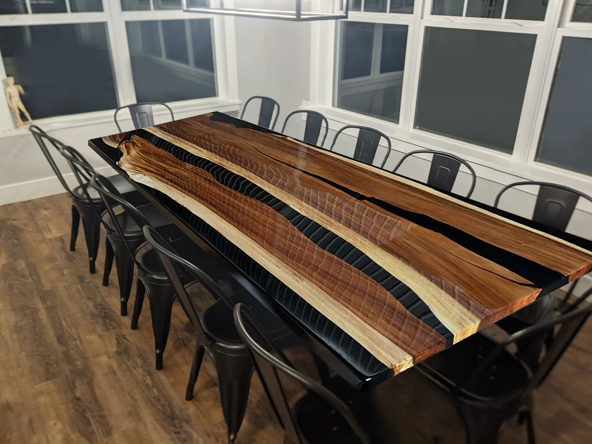 Custom Black Epoxy Wood Dining Table CT14