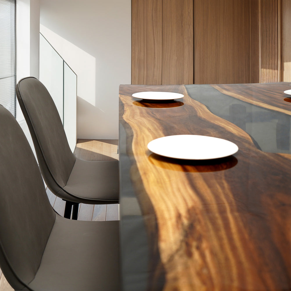 Custom Black Walnut Slab Epoxy River Dining Table KCT19