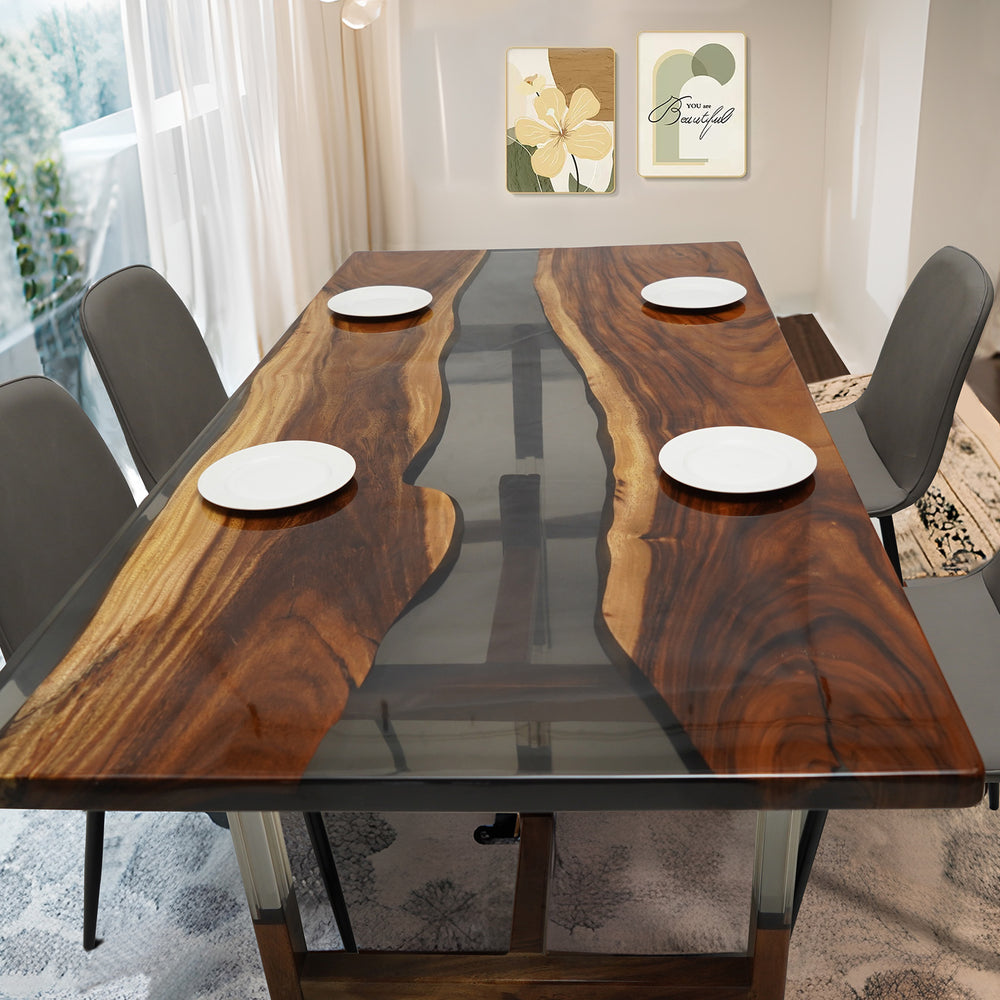 Custom Black Walnut Slab Epoxy River Dining Table KCT19
