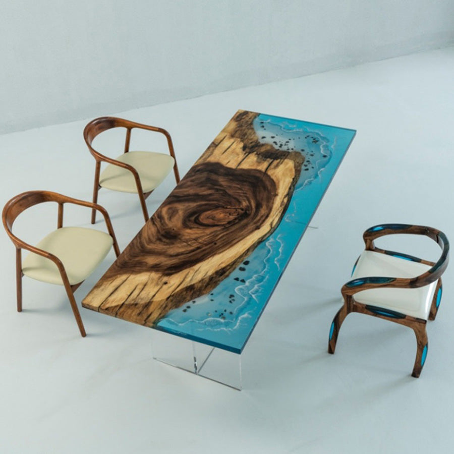 KAZANA Handmade Walnut Epoxy River Dining Table 35.43"Wx 86.61"L