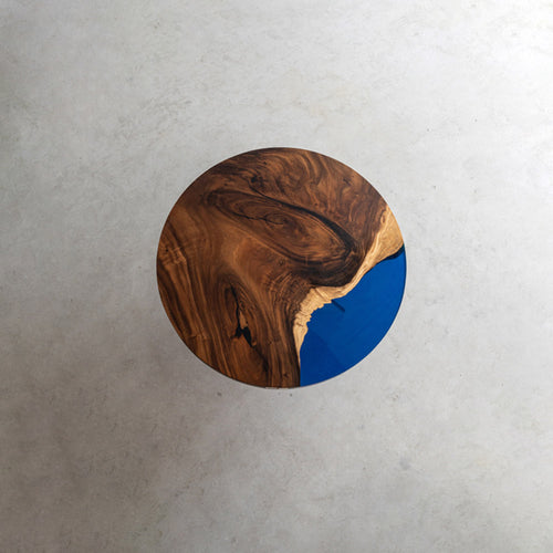 KAZANA Walnut Wood Epoxy Coffee Table Round Dining Table 47.24"Diamete