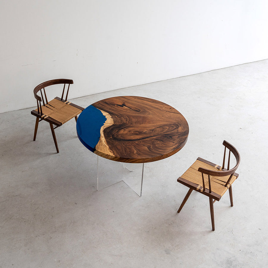 KAZANA Walnut Wood Epoxy Coffee Table Round Dining Table 47.24"Diamete