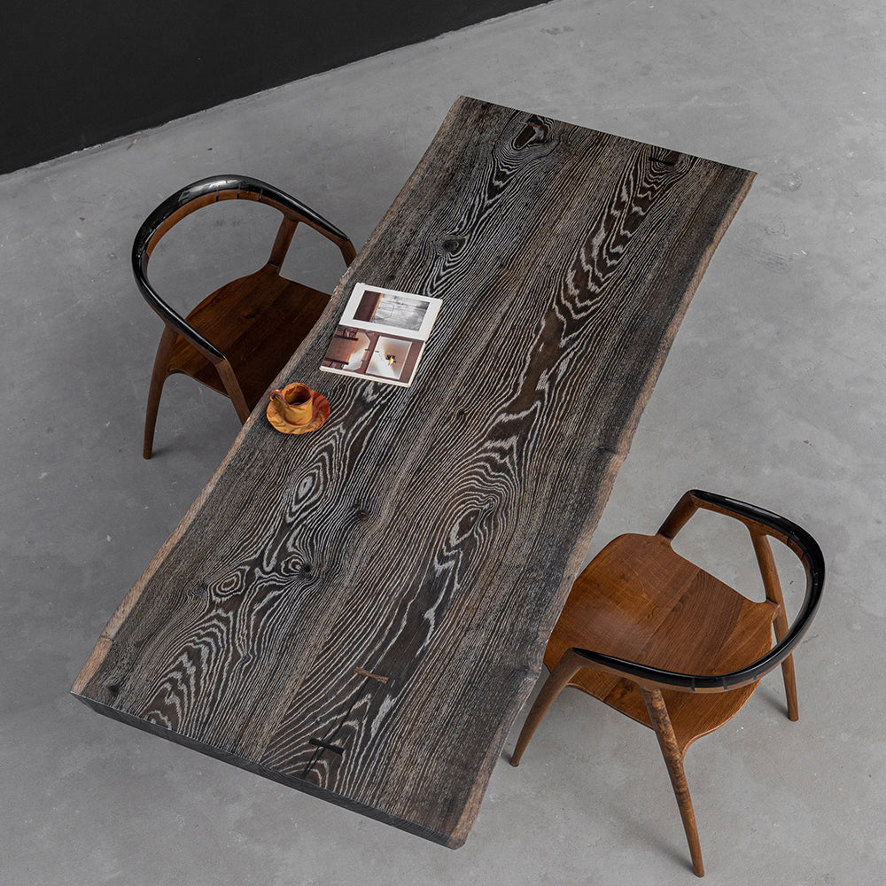 White Oak Oxidized Solid Wood Slab Table Kazanahome