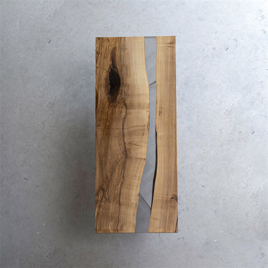 KAZANA Ash Wood Live Edge Resin Table, Epoxy River Table